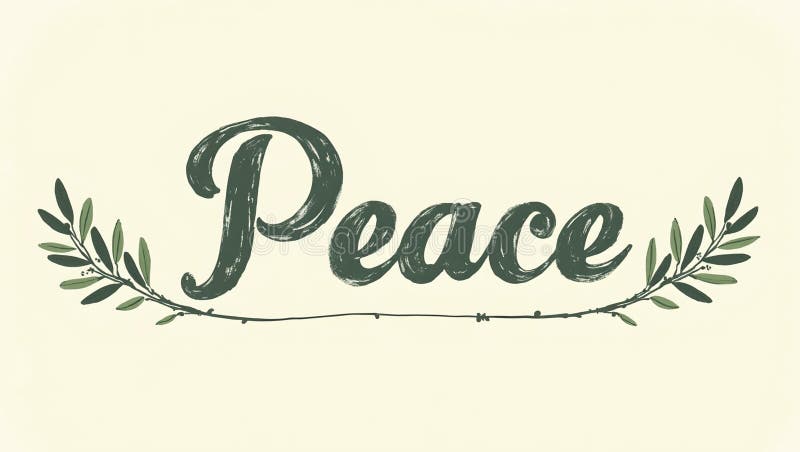 Word Peace in Elegant Font with Olive Branches Symbolizing Harmony ...