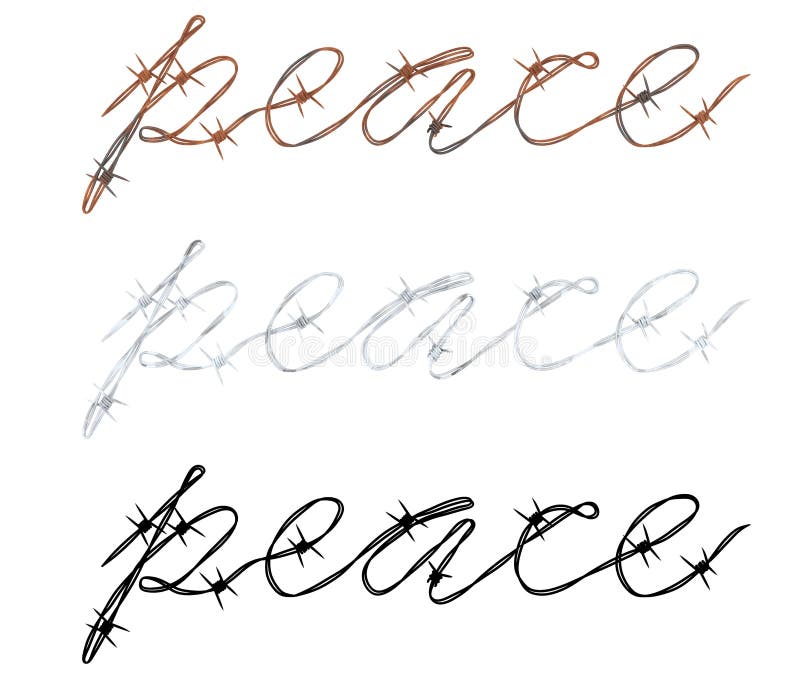 Word Peace Written in Barbed Wire Stock Illustration - Illustration of ...