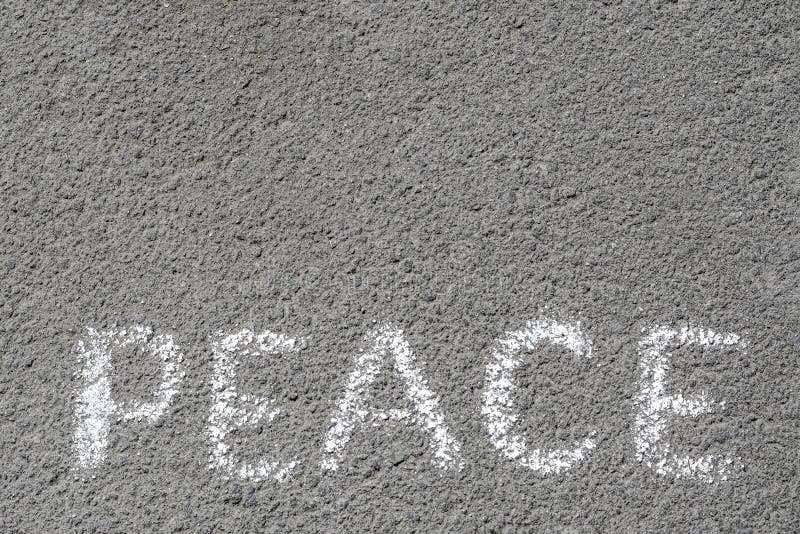 Word Peace Written with White Chalk on Asphalt Outdoors, Top View ...