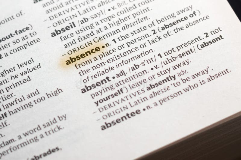 The Word or Phrase Absence in a Dictionary Stock Image - Image of ...