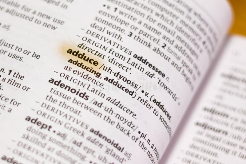 The Word or Phrase Adduce in a Dictionary Stock Photo - Image of word ...