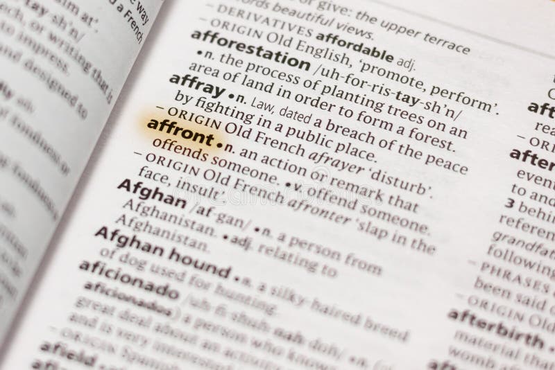 The Word or Phrase Affront in a Dictionary Stock Image - Image of ...