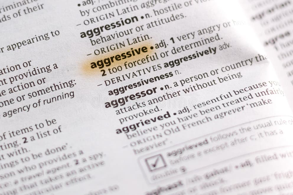 The Word or Phrase Aggressive in a Dictionary Stock Photo - Image of ...