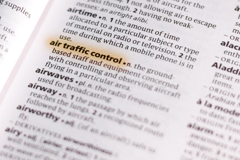 The Word or Phrase Air Traffic Control in a Dictionary Stock Image ...
