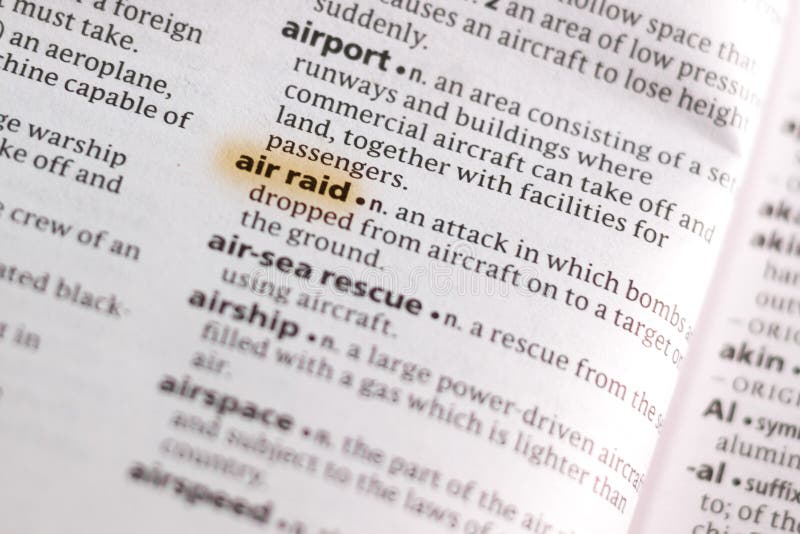 The Word or Phrase Ari Raid in a Dictionary Stock Photo - Image of ...