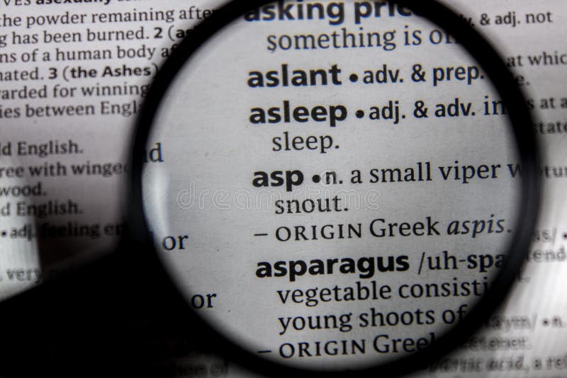 The Word or Phrase Asp in a Dictionary Stock Image - Image of page ...