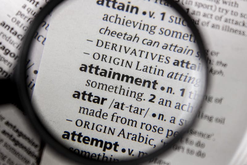 The Word or Phrase Attainment in a Dictionary Stock Photo - Image of ...