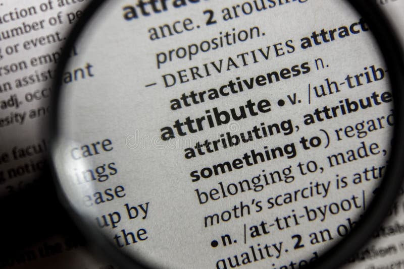 ATTRIBUTE Word Made with Wooden Cubes on Wooden Table. Awards Concept ...