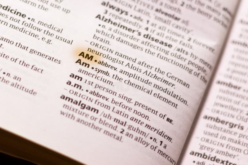 The Word or Phrase am in a Dictionary Stock Image - Image of paper ...