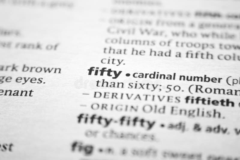 Word or Phrase Fifty in a Dictionary Stock Photo - Image of conceptual ...