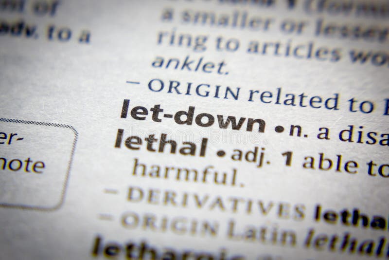 Word or Phrase Let-down in a Dictionary. Stock Photo - Image of white ...