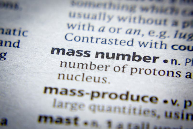 Word or Phrase Mass Number in a Dictionary Stock Image - Image of page ...