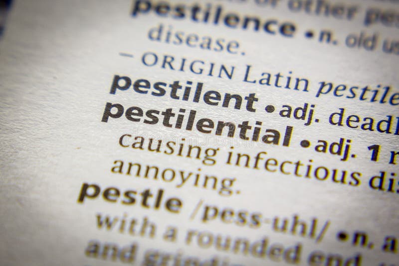 Word or Phrase Pestilential in a Dictionary Stock Photo - Image of ...
