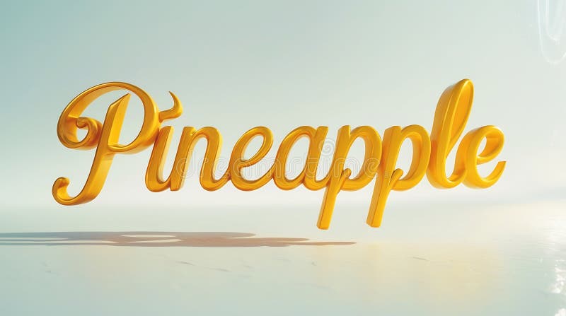The Word Pineapple Appears in an Elegant, Flowing Cursive Font, Colored ...