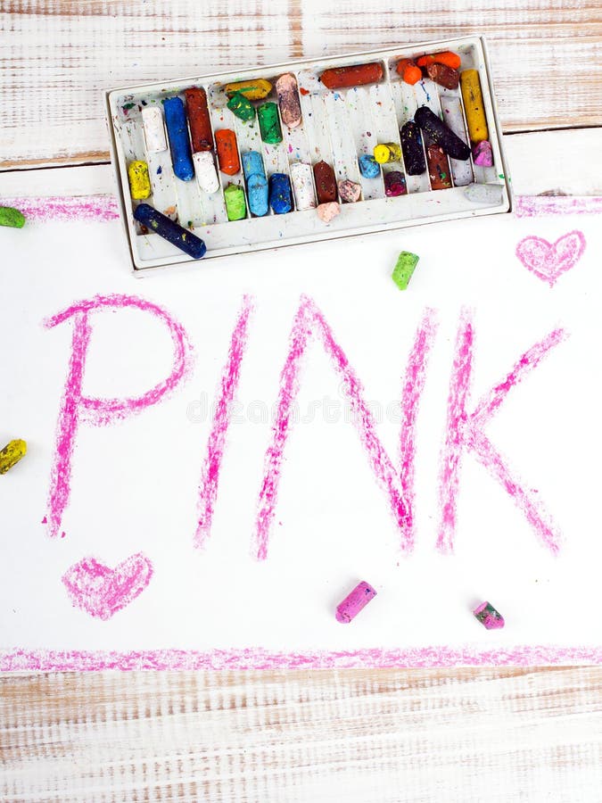 Word PINK Written in Pink Crayon Stock Photo - Image of written, pink ...
