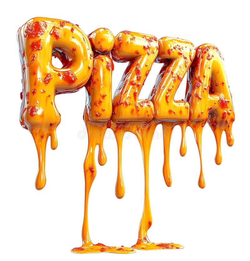 The Word "PIZZA" is Crafted from Melted, Dripping Cheese, Forming a ...