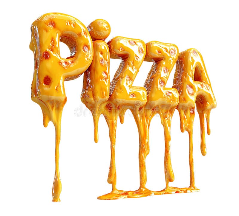 The Word "PIZZA" is Crafted from Melted, Dripping Cheese, Forming a ...