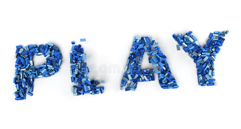 The Word Play Formed by Blue Toy Bricks Stock Illustration ...