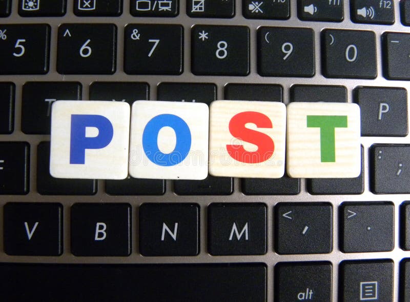 Word Post on Keyboard Background Stock Photo - Image of development ...