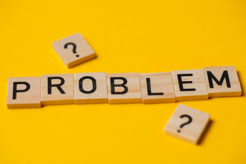 The Word Problem on a Yellow Background with Question Marks. the ...