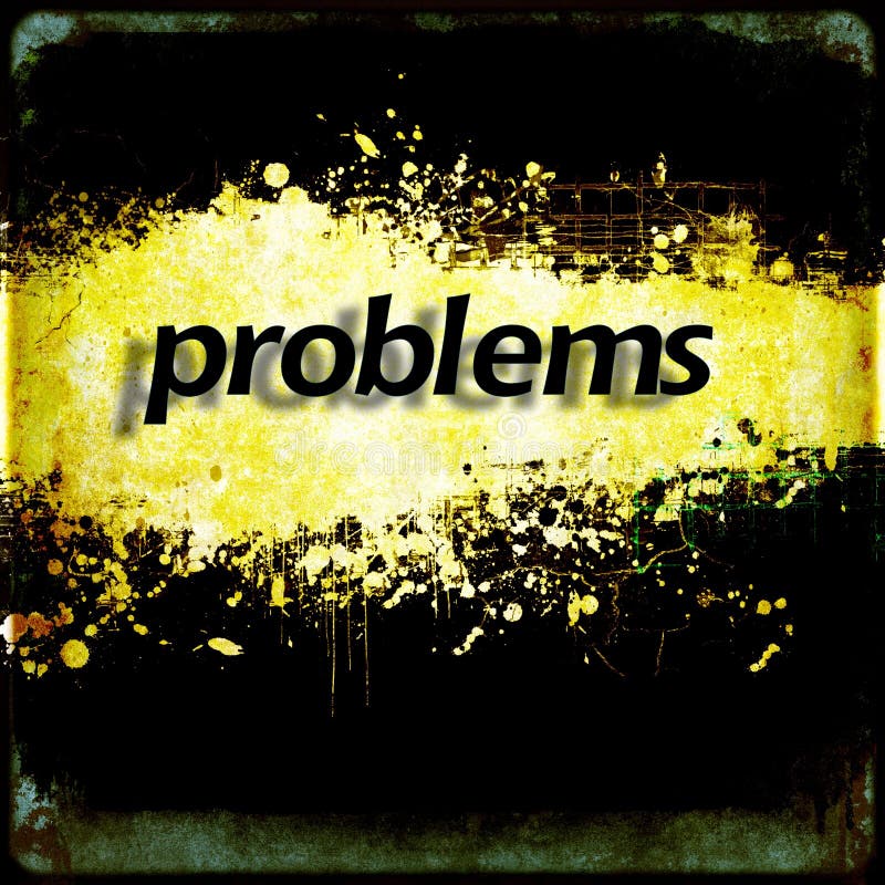 Word `problems` on Black and Yellow Grunge Background. Communication ...