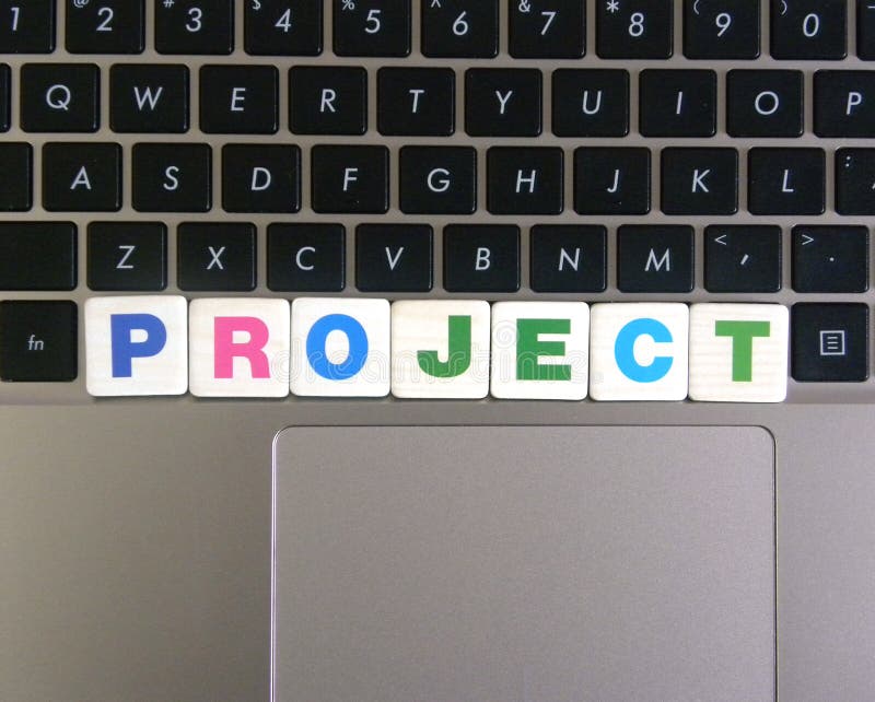 Word Project on Keyboard Background Stock Photo - Image of button ...