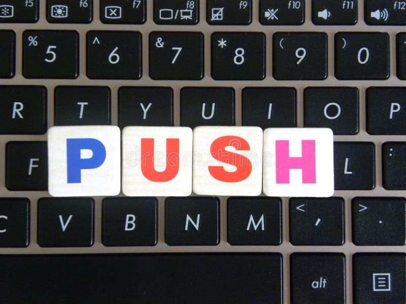 Keyboard with PUSH Key. Conceptual 3D Rendering Stock Photo - Image of ...