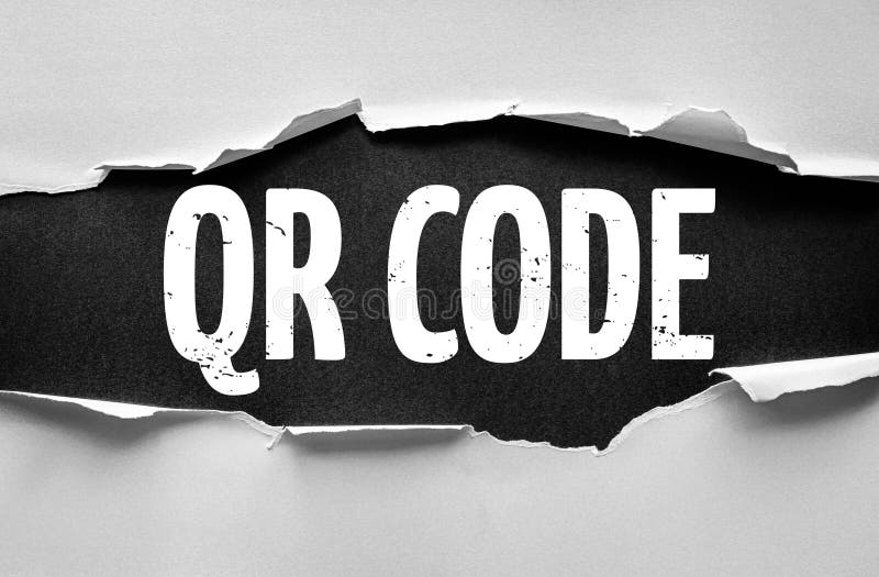 Word QR CODE in Bold Distressed Letters Revealed through Torn Paper ...