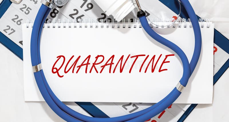 Word QUARANTINE on Paper Over White Background, Epidemic Lockdown ...
