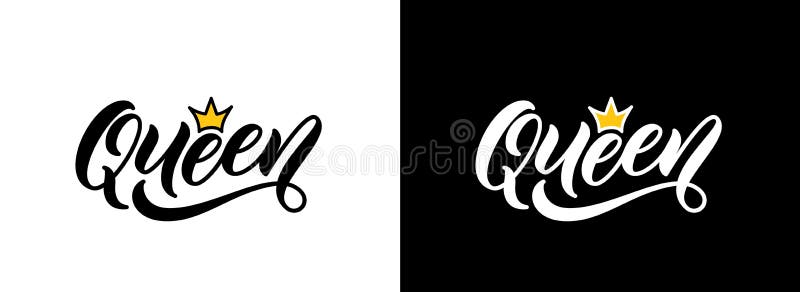 The Word Queen Hand Lettering Stock Vector - Illustration of graphic ...