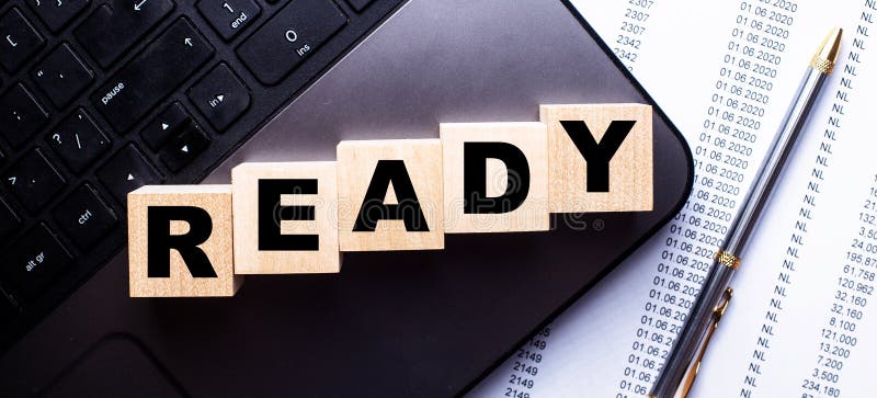 The Word READY is Written on Wooden Cubes Near the Handle Stock Image ...