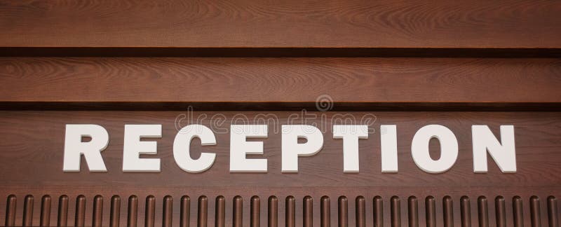 Word Reception on a Hotel Reception Zone. Stock Photo - Image of ...