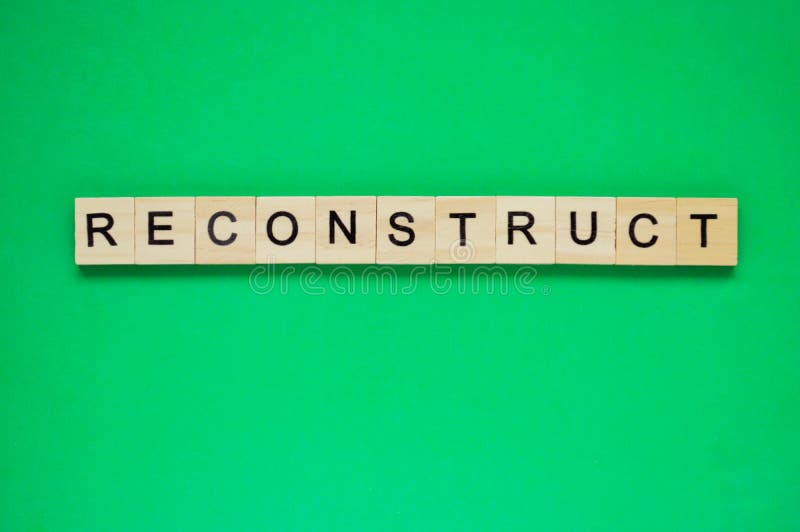 Word Reconstruct. Top View of Wooden Blocks with Letters on Green ...