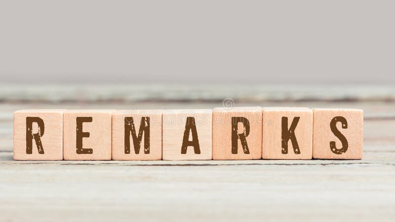 Word Remarks on wood cubes stock image. Image of remarks - 241561507