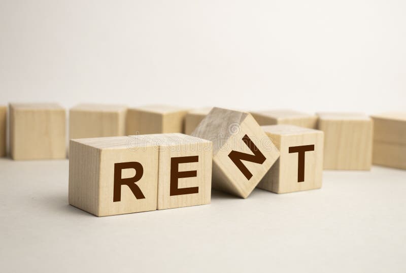 Word Rent with Wood Building Blocks, Light Gray Background. Document ...