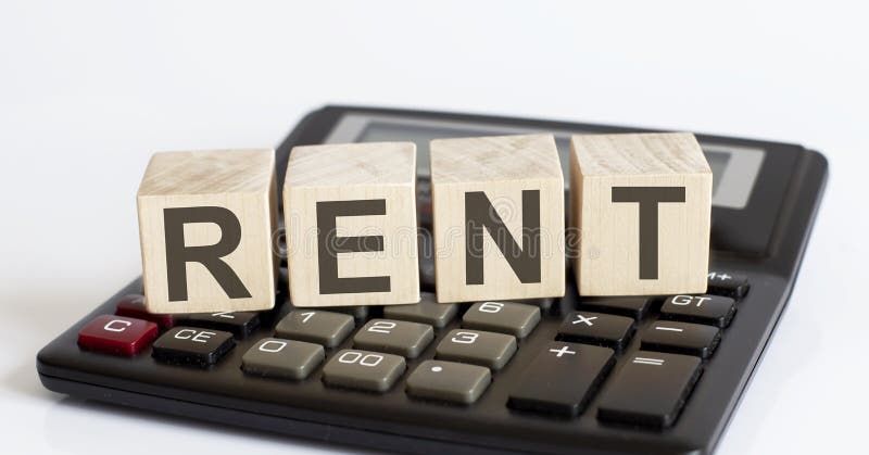 Word RENT on a Wooden Block on Calculator Stock Image - Image of plan ...