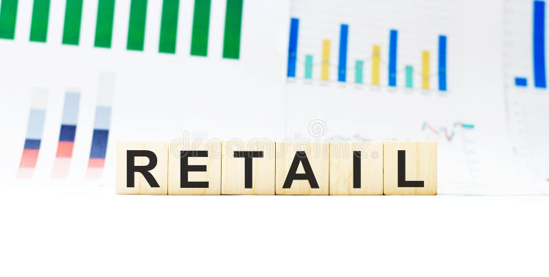 The Word Retail Written on Wooden Cubes with Shopping Cart Icon on ...