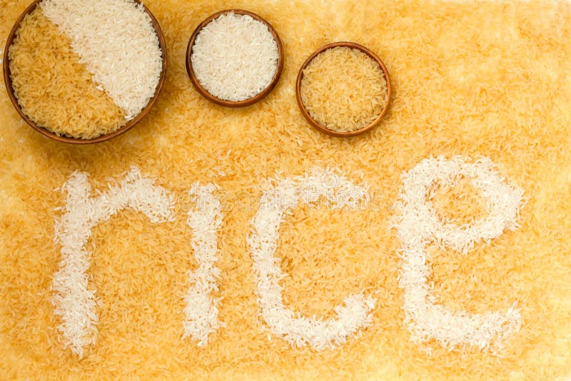 Word Rice on Brown Rice Background Stock Image - Image of agriculture ...