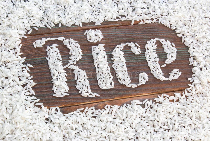 The Word Rice Written Letters of Rice on a Wooden Board Stock Image ...
