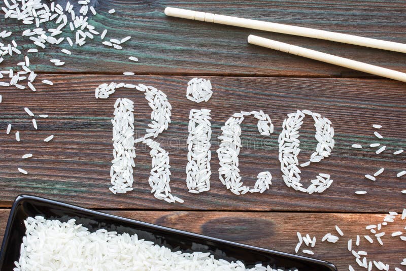 The Word Rice Written Letters of Rice on a Wooden Board Stock Image ...