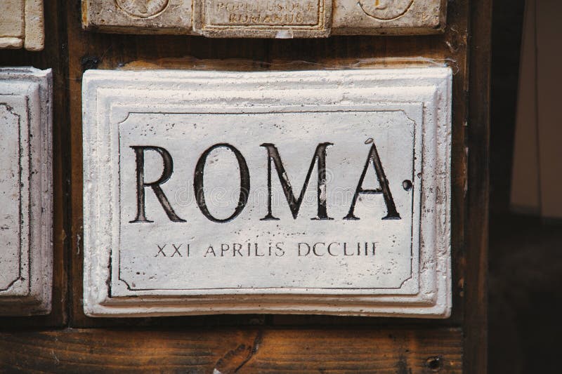 The Word Rome and Date Carved in Marble Stock Image - Image of historic ...