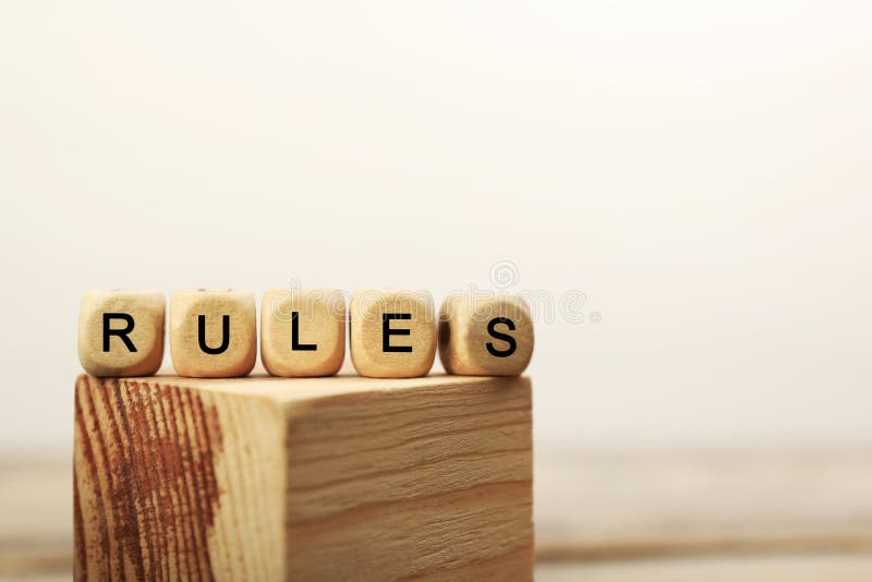 Word Rules Made of Cubes with Letters on Wooden Block, Space for Text ...