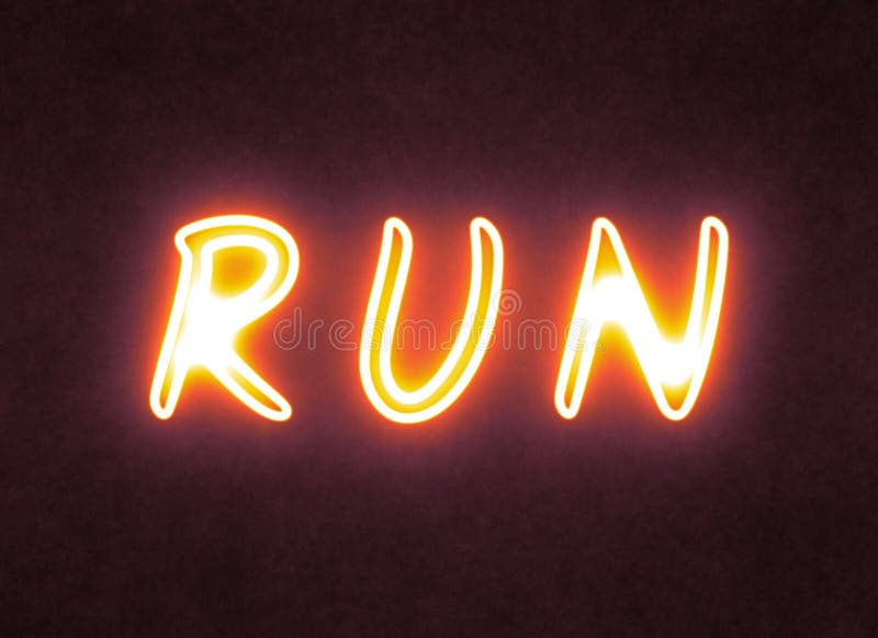 Neon Screen Orange Word Run Stock Illustration - Illustration of ...