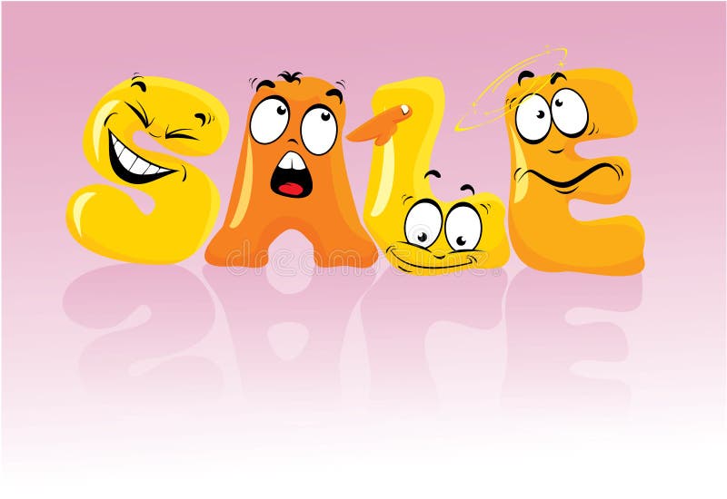 Word SALE in Comic Style, Letters with Cartoon Emo Stock Vector ...