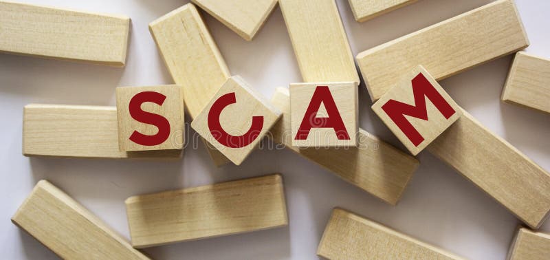 The Word SCAM is Written on Wooden Blocks on a White Background Stock ...