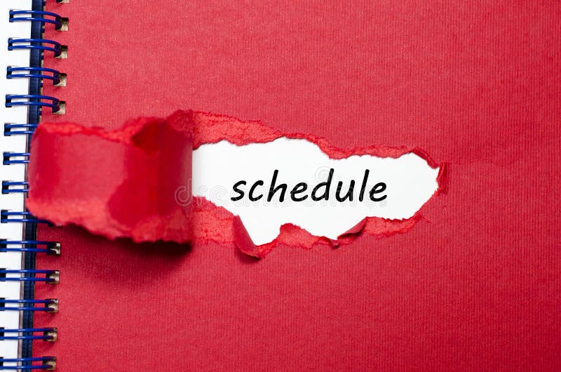 The Word Schedule Appearing Behind Torn Paper Stock Photo - Image of ...