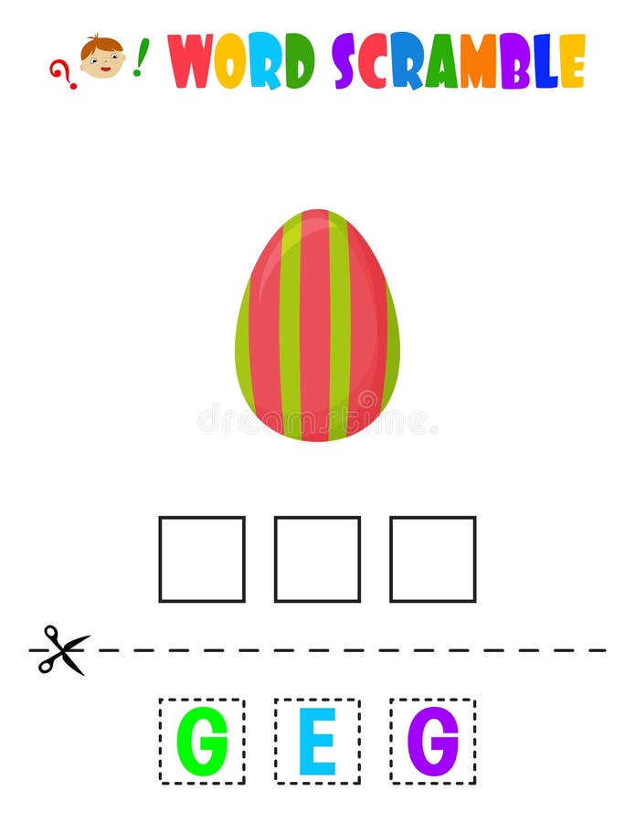 Word scramble. Easter egg stock vector. Illustration of book - 308897670