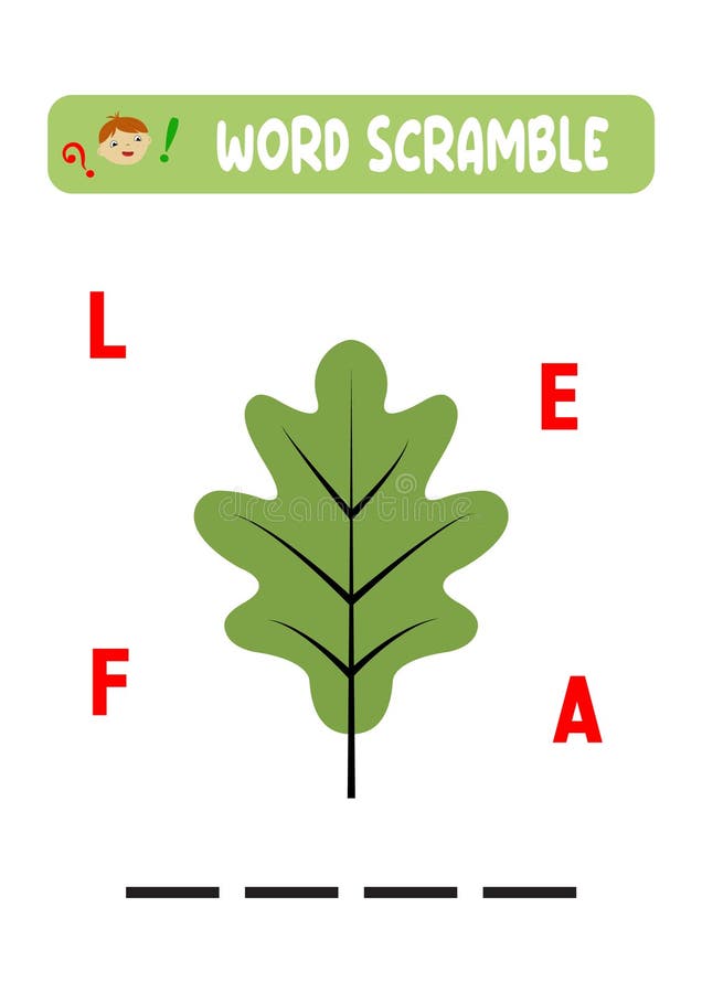 Word Scramble. a Green Leaf Stock Illustration - Illustration of ...
