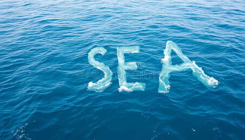 The Word Sea is Written in Blue on the Water Stock Image - Image of ...