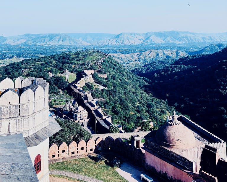 World Second Largest Wall in India, Rajasthan Stock Photo - Image of ...